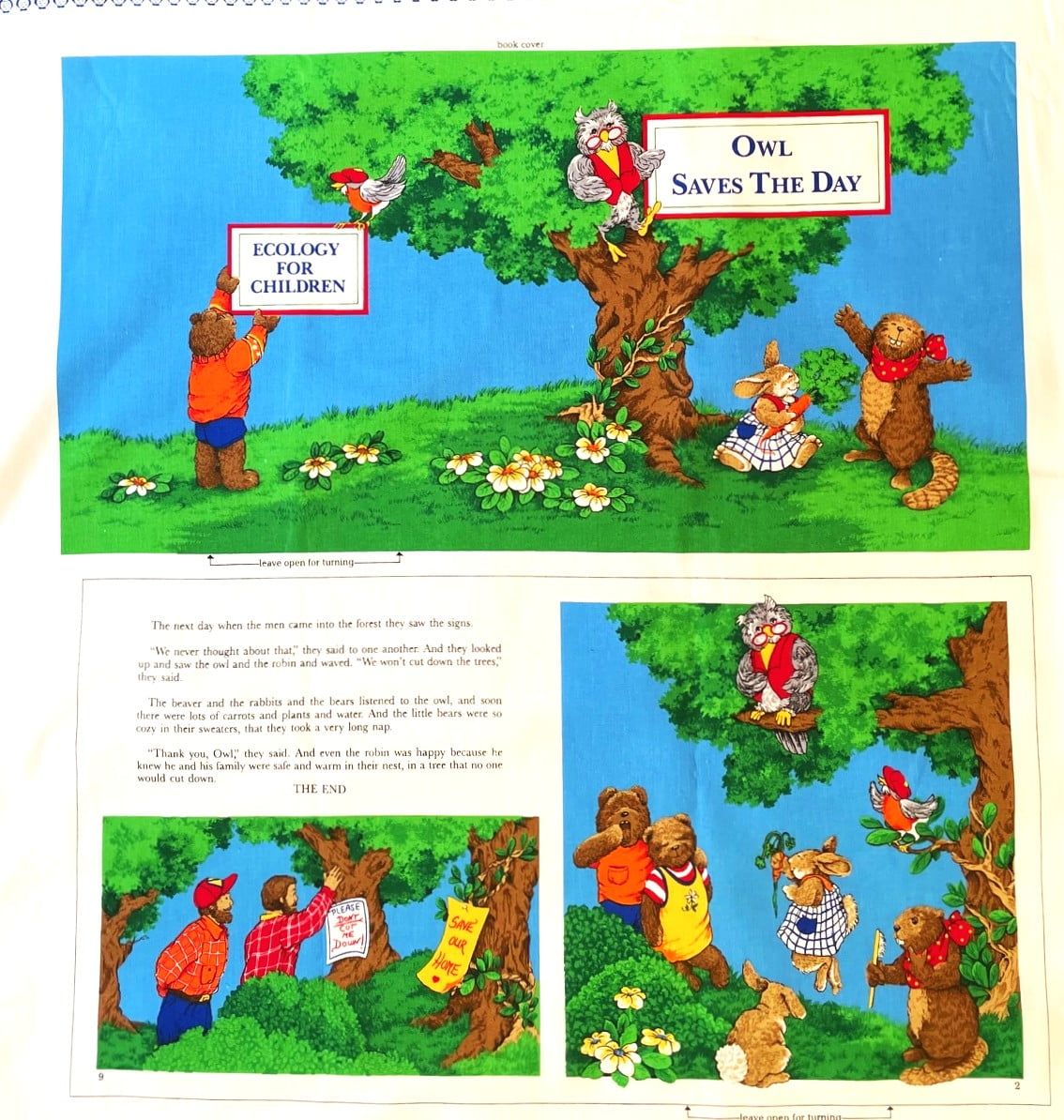 1 Panel - Owl Saves the Day Soft Book Cotton Panel - Ariel Flounder ...