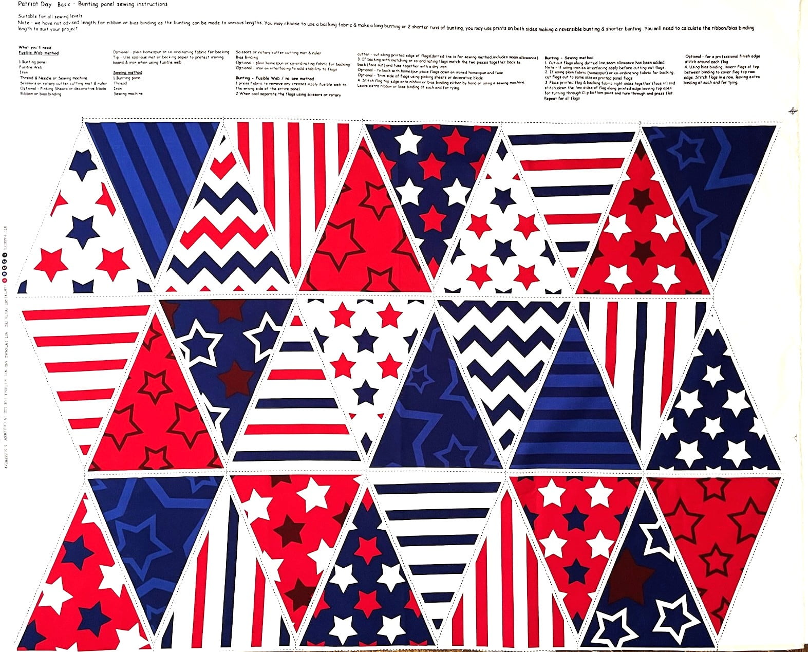 1 Panel - Red White & Blue USA Patriot Pennant Flag Banner Cotton ...