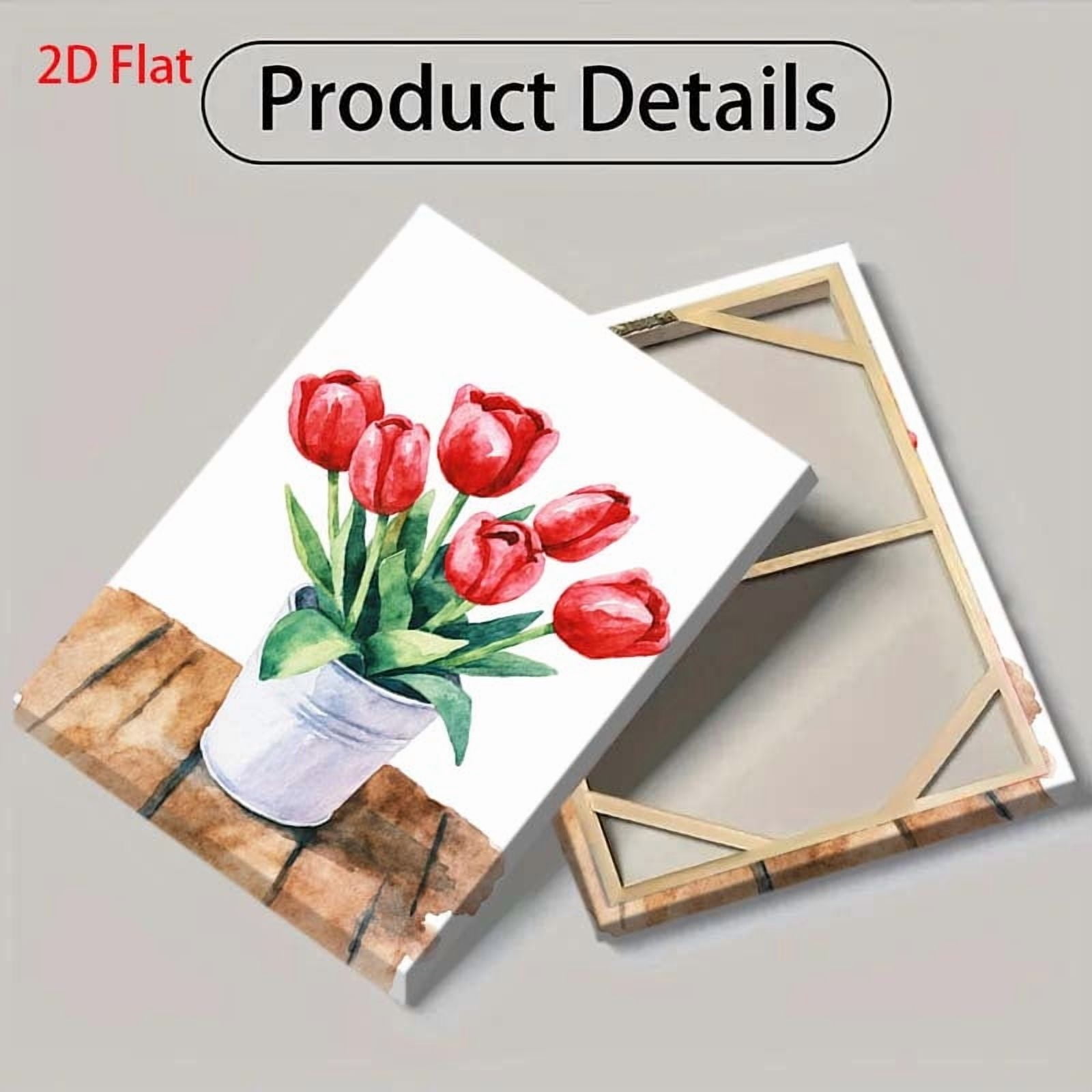 1 Panel/Section 2D Watercolor Red Tulip Mural Wall Art - Dutch-Inspired ...