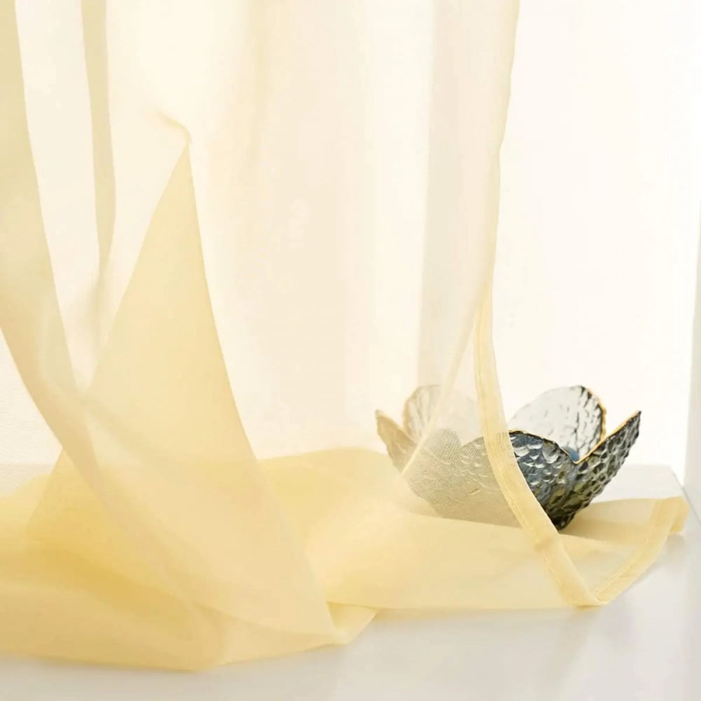 1 Panels Solid Color Sheer Window Curtains Elegant Window Voile Panels ...