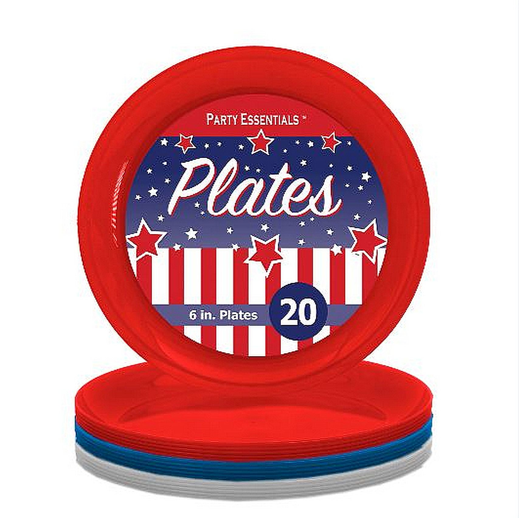Party Essentials Red/White/Blue Plastic Patriotic 6 Inch Party Plates ...