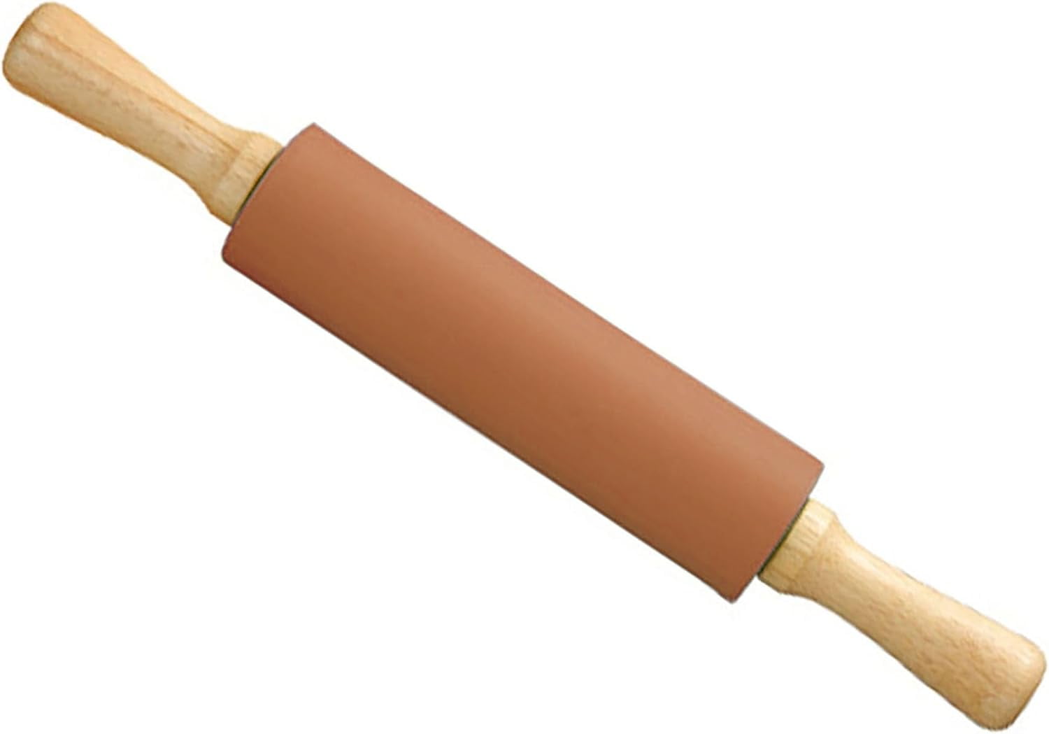 1 Pc 11.4 Inch Orange Silicone Wooden Rotatable Handle Rolling Pin ...