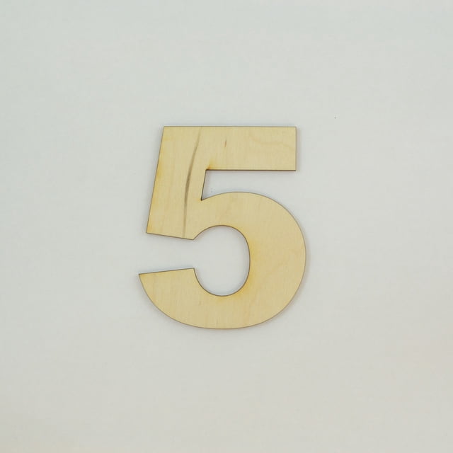 1 Pc, 12 Inch X 1/4 Inch Wood Numbers 5 In The Arial Font Great For ...