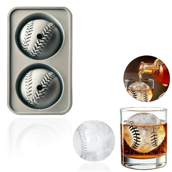 1 Pc 2-Ball Baseball Ice Mold, Large Sphere Ice Maker Tray with Funnel ...