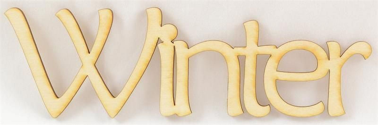1 Pc, 7 1/8" X 2 1/8" Print & Unfinished Wood Welded Word Winter For ...