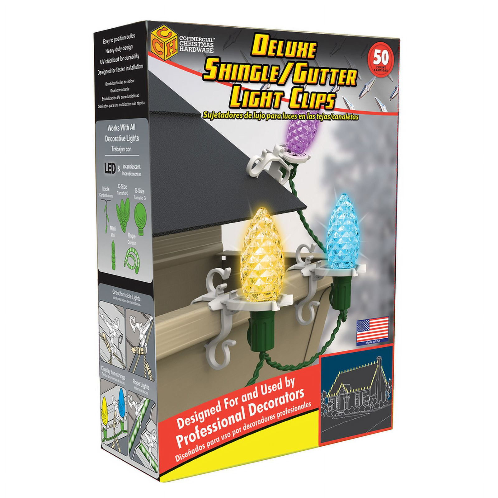 1 Pc, Adams Deluxe Shingle/Gutter Light Clips 50 Pk - Walmart.com