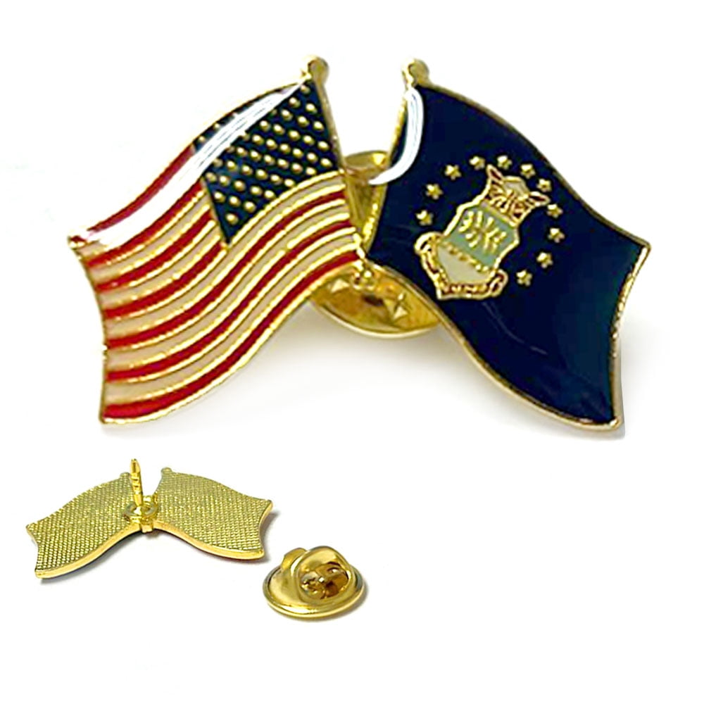 1 Air Force Flag Lapel Pin US Wings Crossed Flag Small Military ...