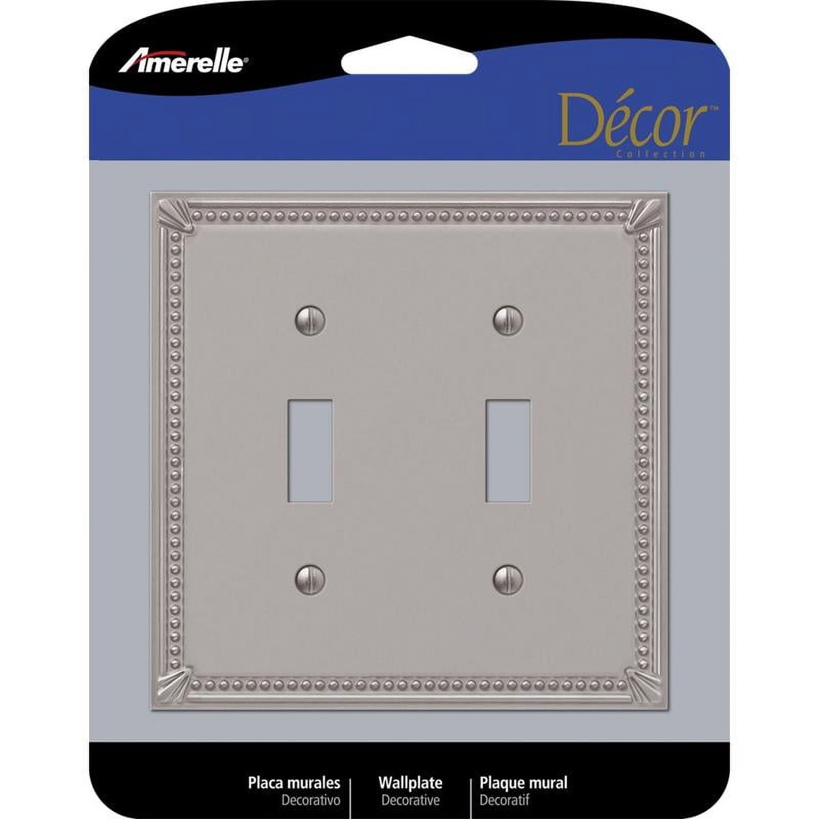 1 Pc, Amerelle Imperial Bead Brushed Nickel 2 Gang Die-Cast Metal ...