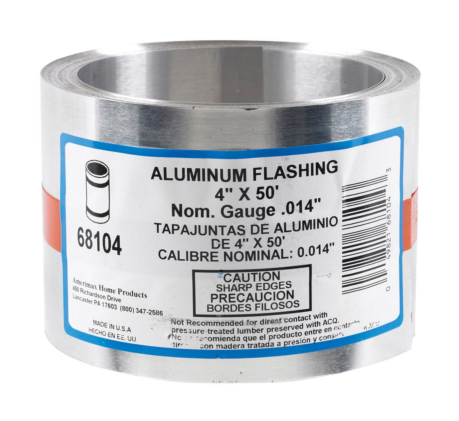 1 Pc, Amerimax 4 In. W X 50 Ft. L Aluminum Flashing Silver - Walmart.com