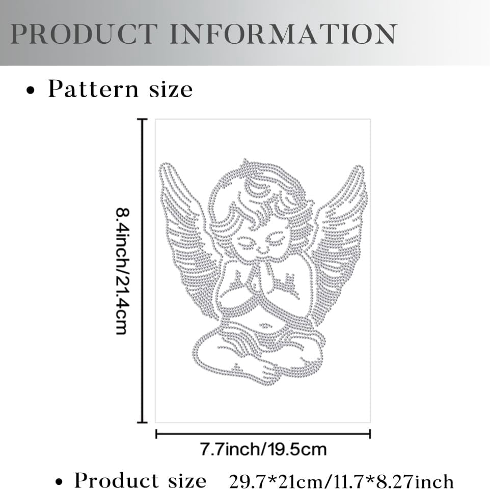 1 Pc Angel Silhouette Rhinestone Iron on Hotfix Transfer Decal Bling ...