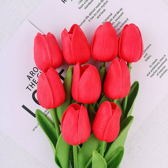 1 Pc Artificial Tulip Flowers 13.4" Real Touch Fake Tulips Bouquet ...