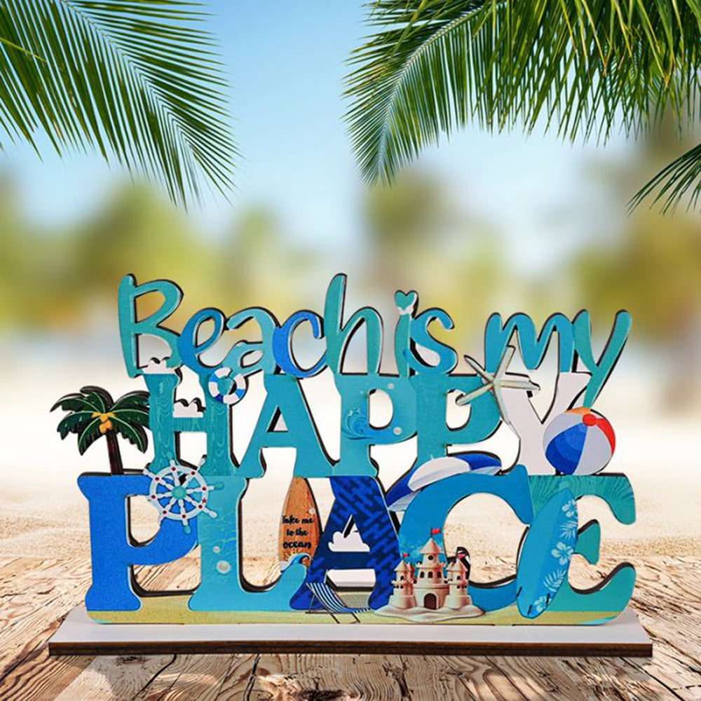 1 Pc Beach Sign Ocean Sea Animal Party Decor Beach is My Happy Place ...