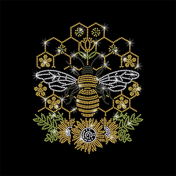 1 Pc Bee Pattern Rhinestone Iron on Hotfix Transfer Decal Bling DIY ...