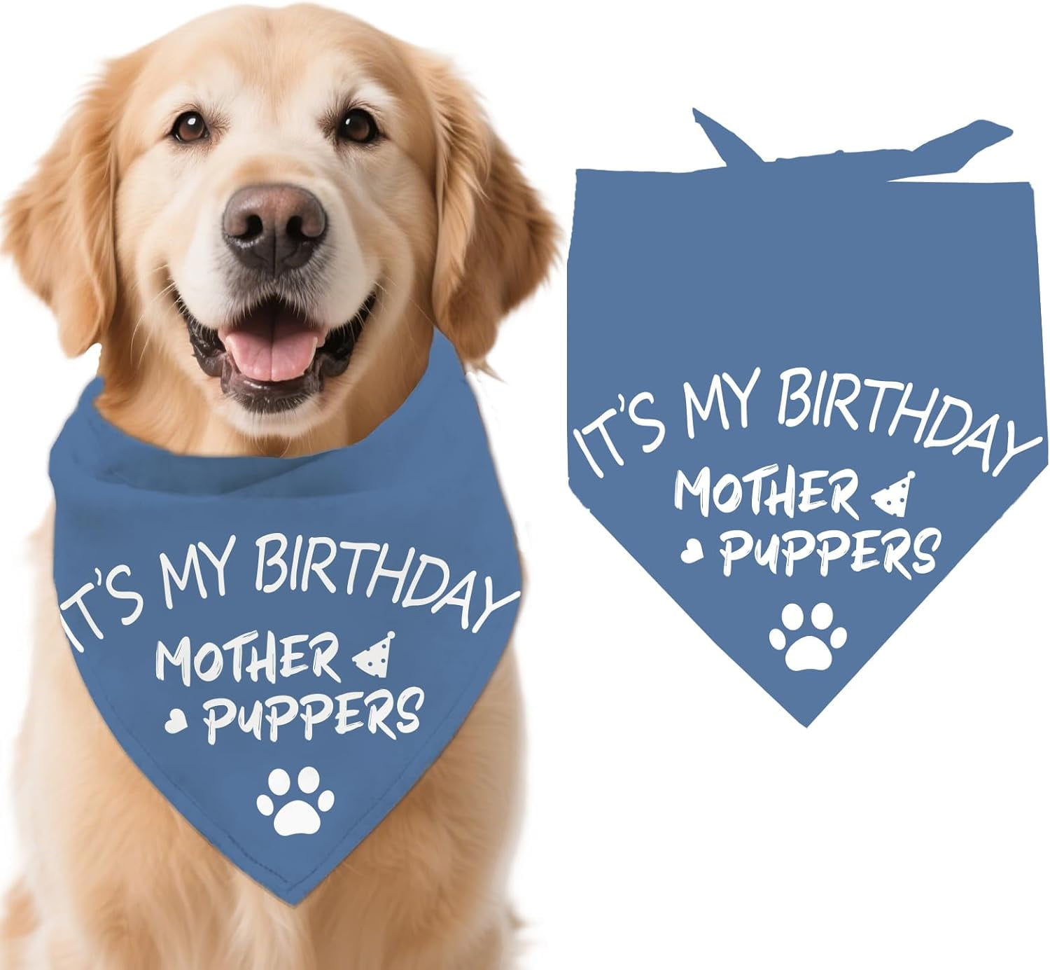 1 Pc Birthday Theme Dog Bandana 78x39cm(30.7x15.35 inch) It's My Birthday Mother Puppers Words ...