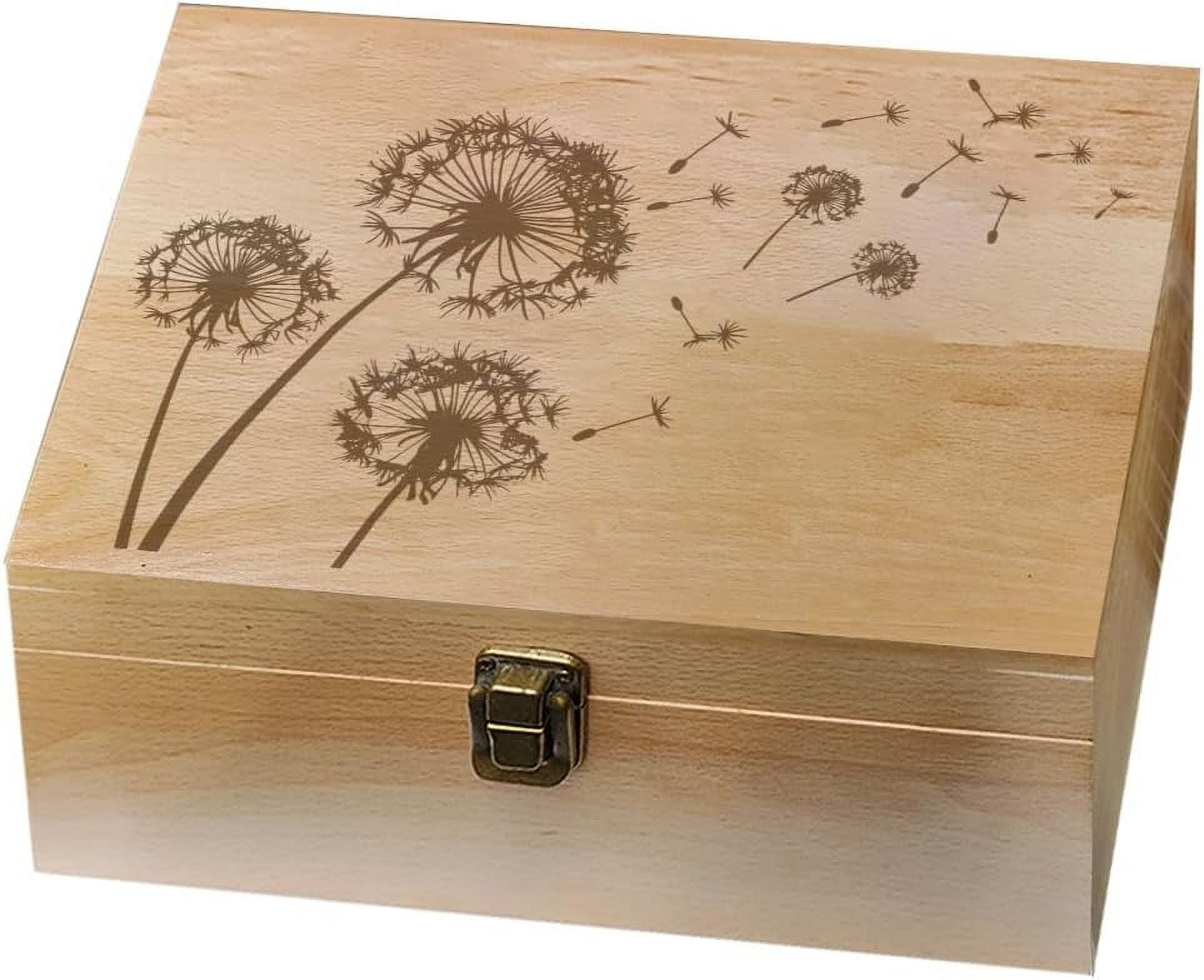 1 Pc Blowball Wooden Memory Keepsake Box Rustic Memorial Box with ...