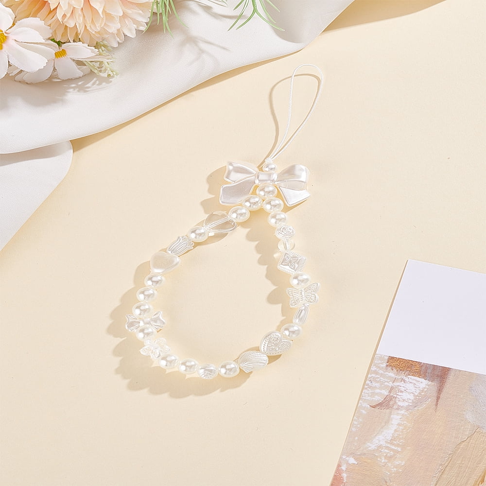 1 Pc Bowknot Flower Butterfly Beaded Mobile Strap Hand Wrist Strap for ...