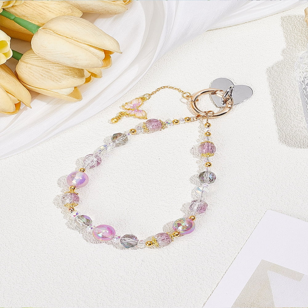1 Pc Bowknot Flower Butterfly Beaded Mobile Strap Hand Wrist Strap for ...