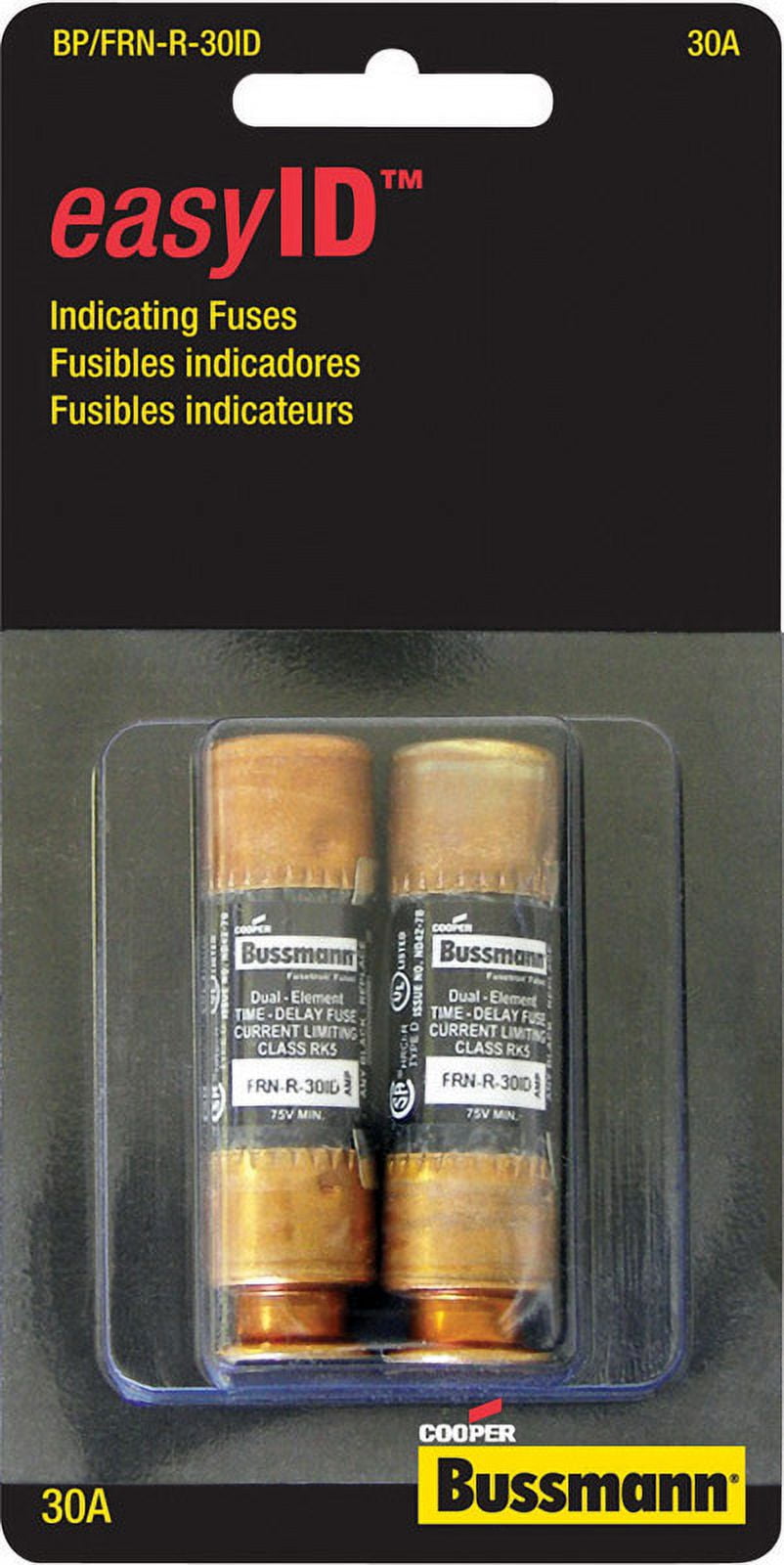 1 Pc, Bussmann Easyid 30 Amps Dual Element Time Delay Fuse 2 Pk ...