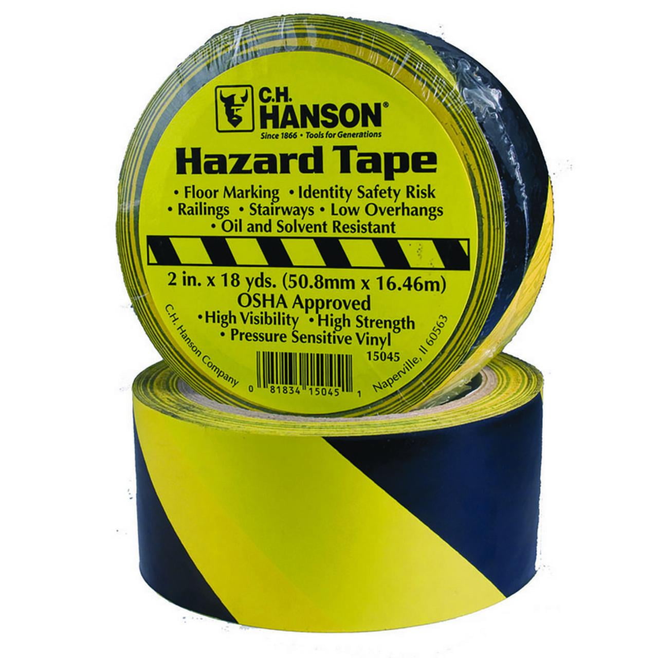 1 Pc, C.H. Hanson 54 Ft. L X 2 In. W Plastic Stripe Floor Marking Tape Black/Yellow - Walmart.com