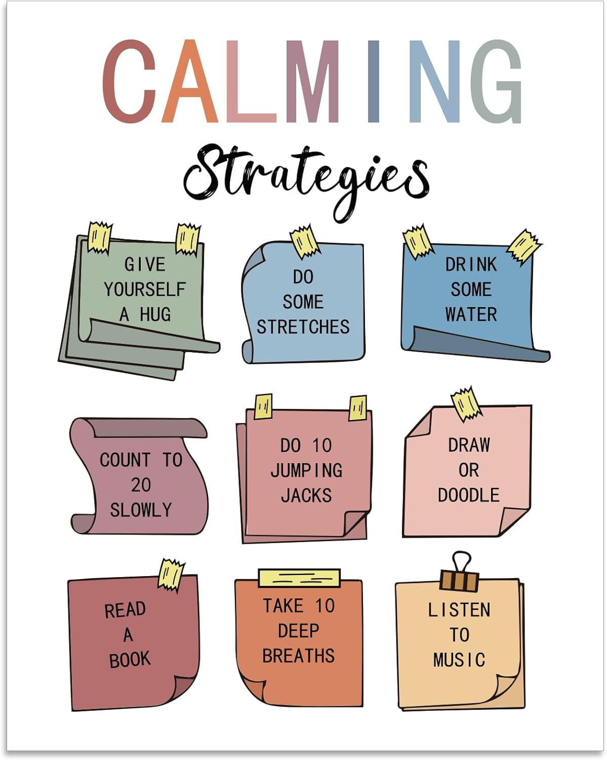1 Pc Calming Strategies Growth Mindset Posters Count to 20 Slowly ...
