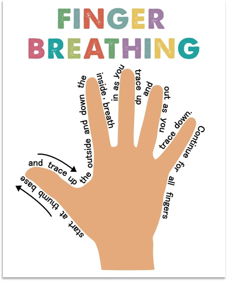 1 Pc Calming Techniques Mental Health Posters Finger Breathing Therapy ...
