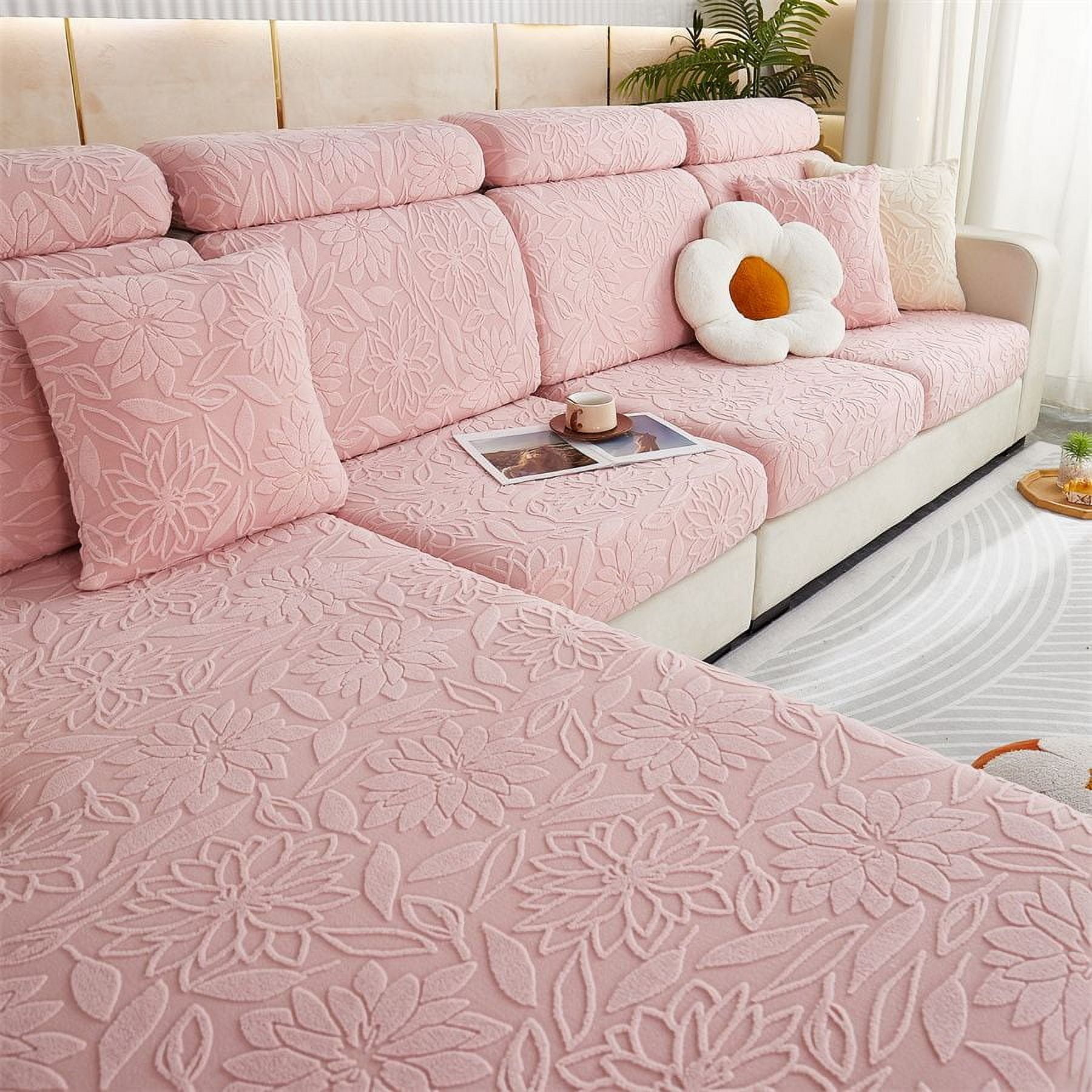 1 Pc Camellia Jacquard Elastic Leather Sofa Cover Simple All Inclusive ...