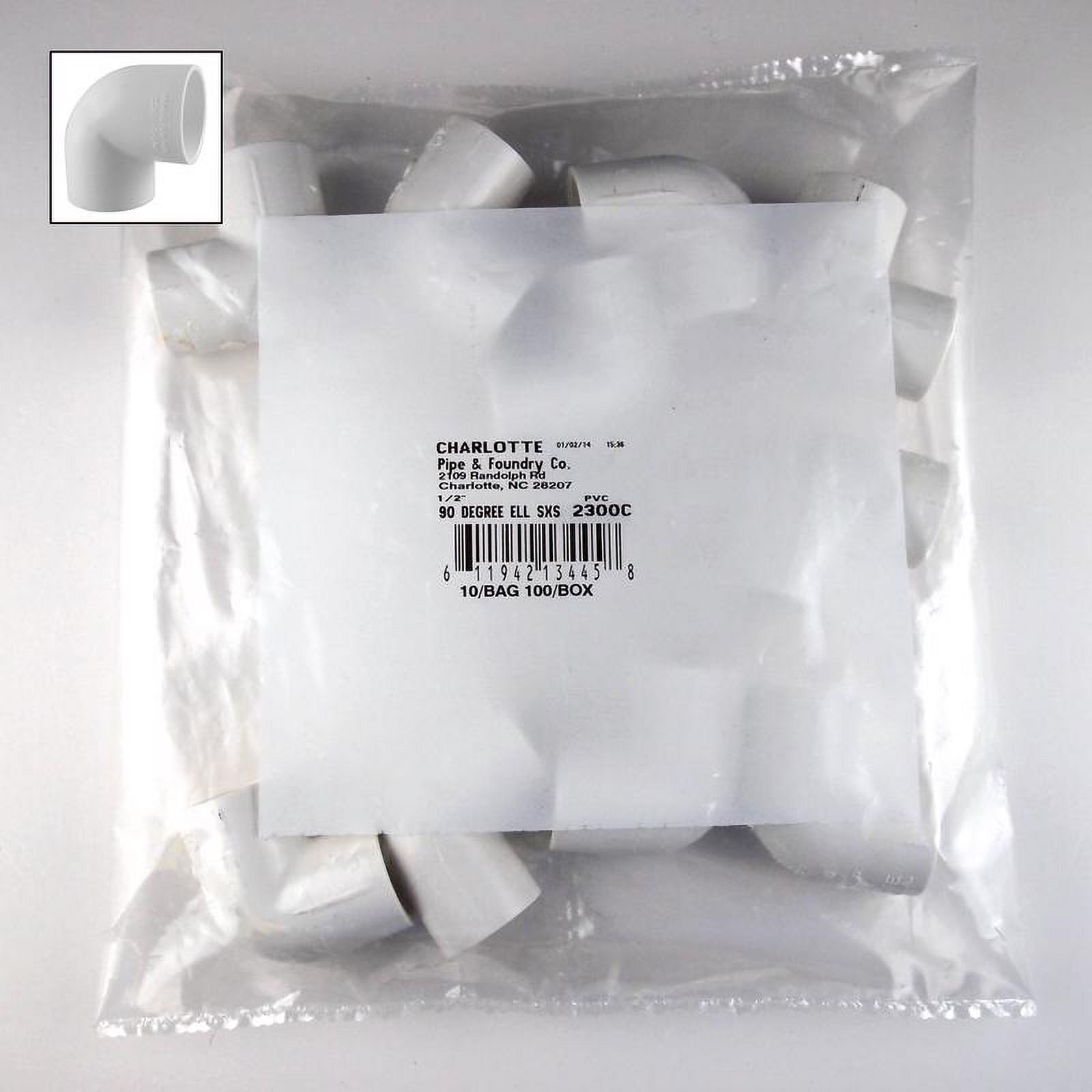 1 Pc, Charlotte Pipe Schedule 40 1/2 In. Slip X 1/2 In. D Slip Pvc Elbow 1 Pk - Walmart.com