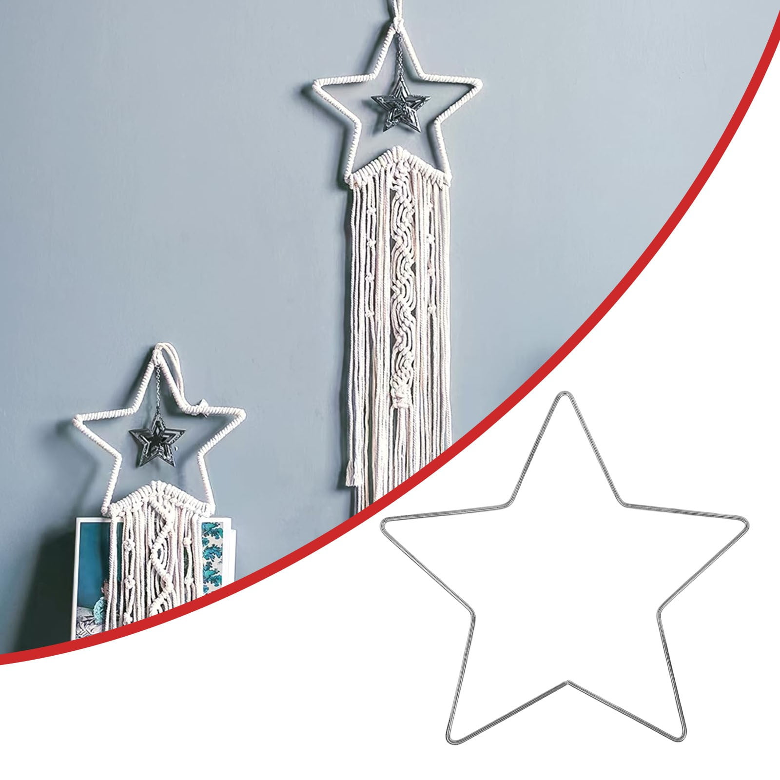 1 Pc Christmas Wreath DIY Metal Frame, 20cm Uncoated Five Point Star ...