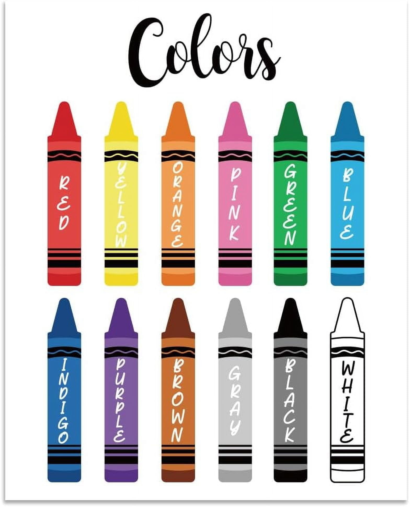 1 Pc Color Theme Educational Preschool Posters Red Yellow Orange Crayon ...