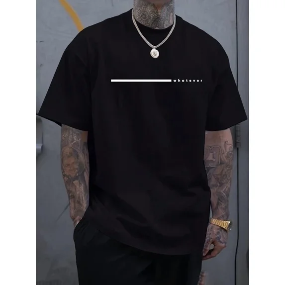 1 Pc, Cotton T-Shirt, Mens Plus Size Whatever Graphic Tee Comfortable ...
