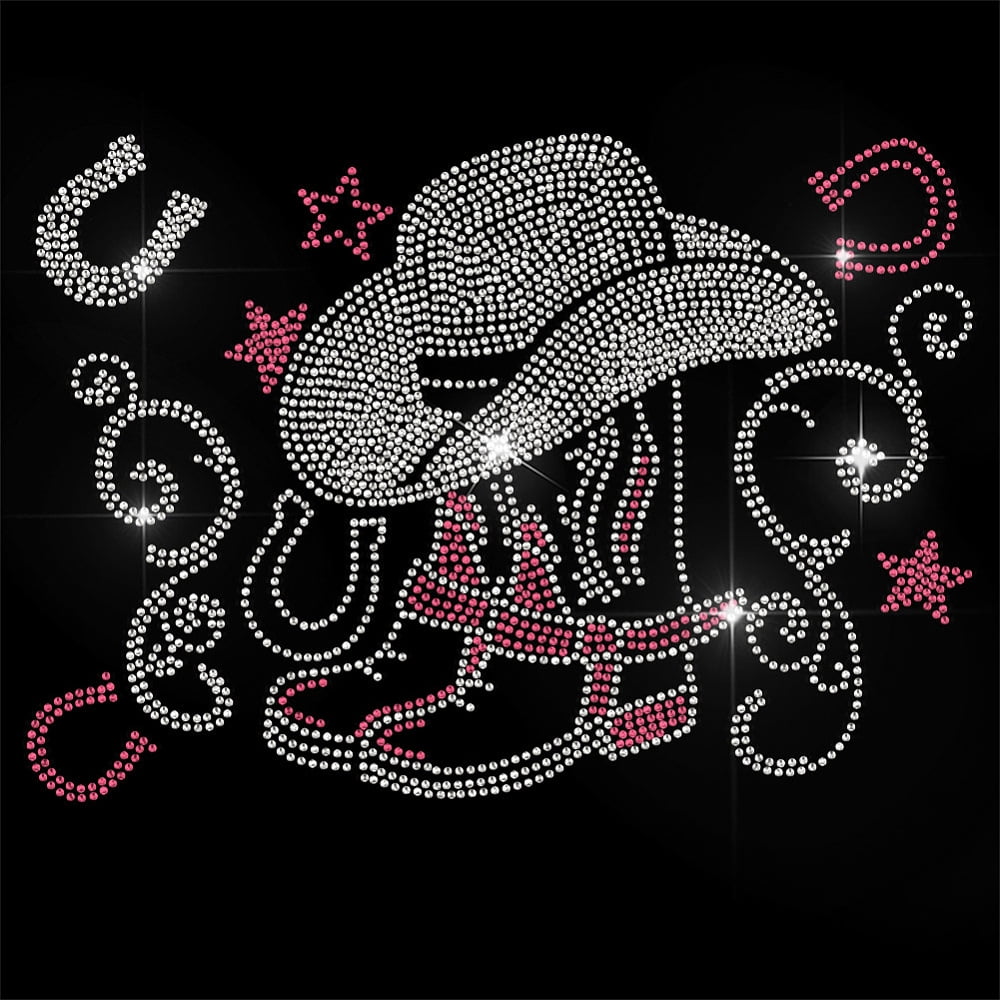 1 Pc Cowboy Theme Rhinestone Iron on Hotfix Transfer Decal Bling DIY ...