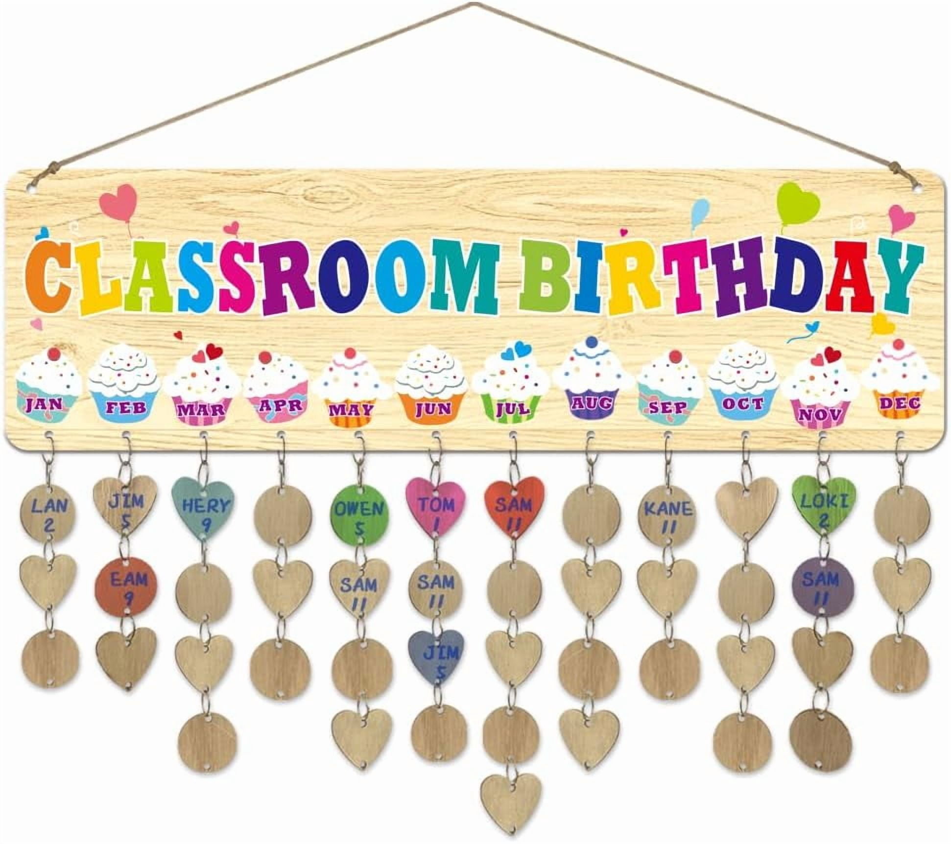 1 Pc Cute Wooden Classroom Birthday Reminder Calendar Plaque Graffiti ...
