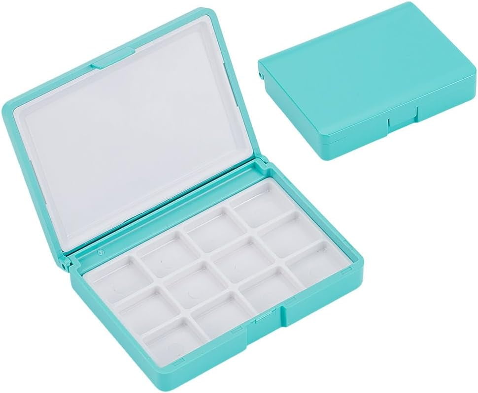 1 Pc Cyan Rectangle Watercolor Palette Box Portable 12 Grids Case ...