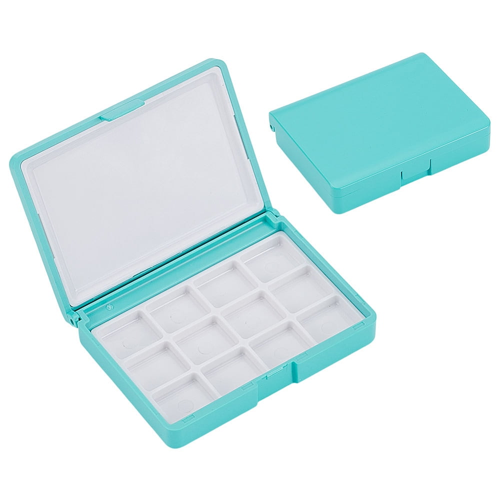 1 Pc Cyan Rectangle Watercolor Palette Box Portable 12 Grids Case ...