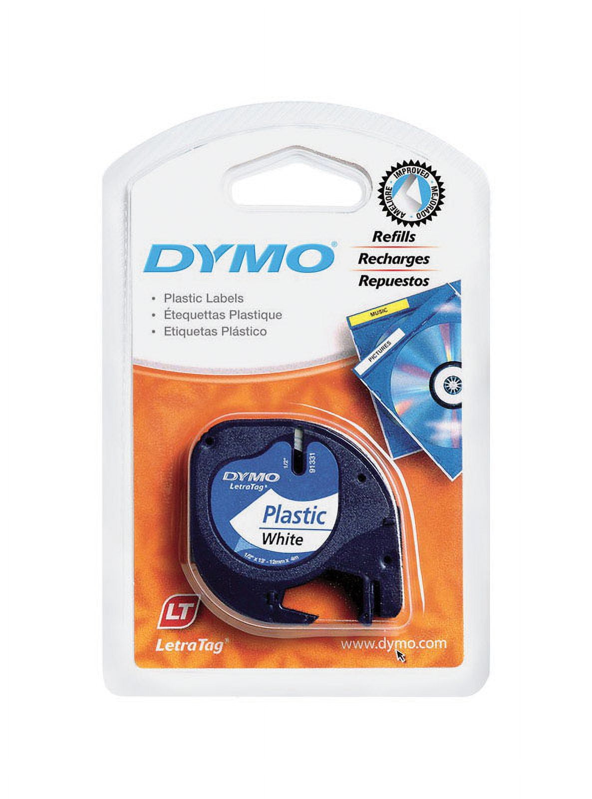 1 Pc, Dymo Letratag 1/2 In. W X 156 In. L White Plastic Label Maker ...