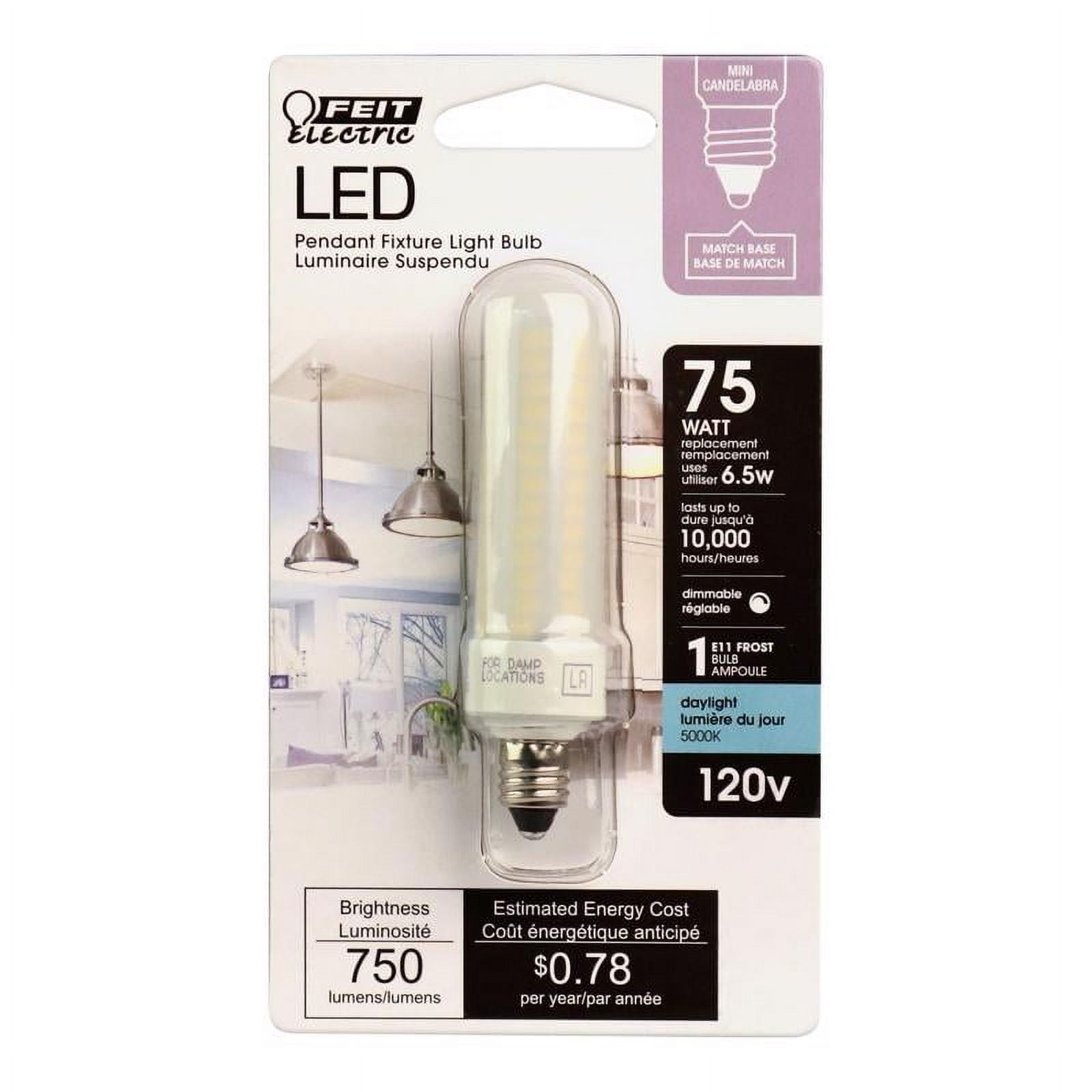 1 Pc, Feit Led Specialty Tube E11 Led Bulb Daylight 75 Watt Equivalence ...