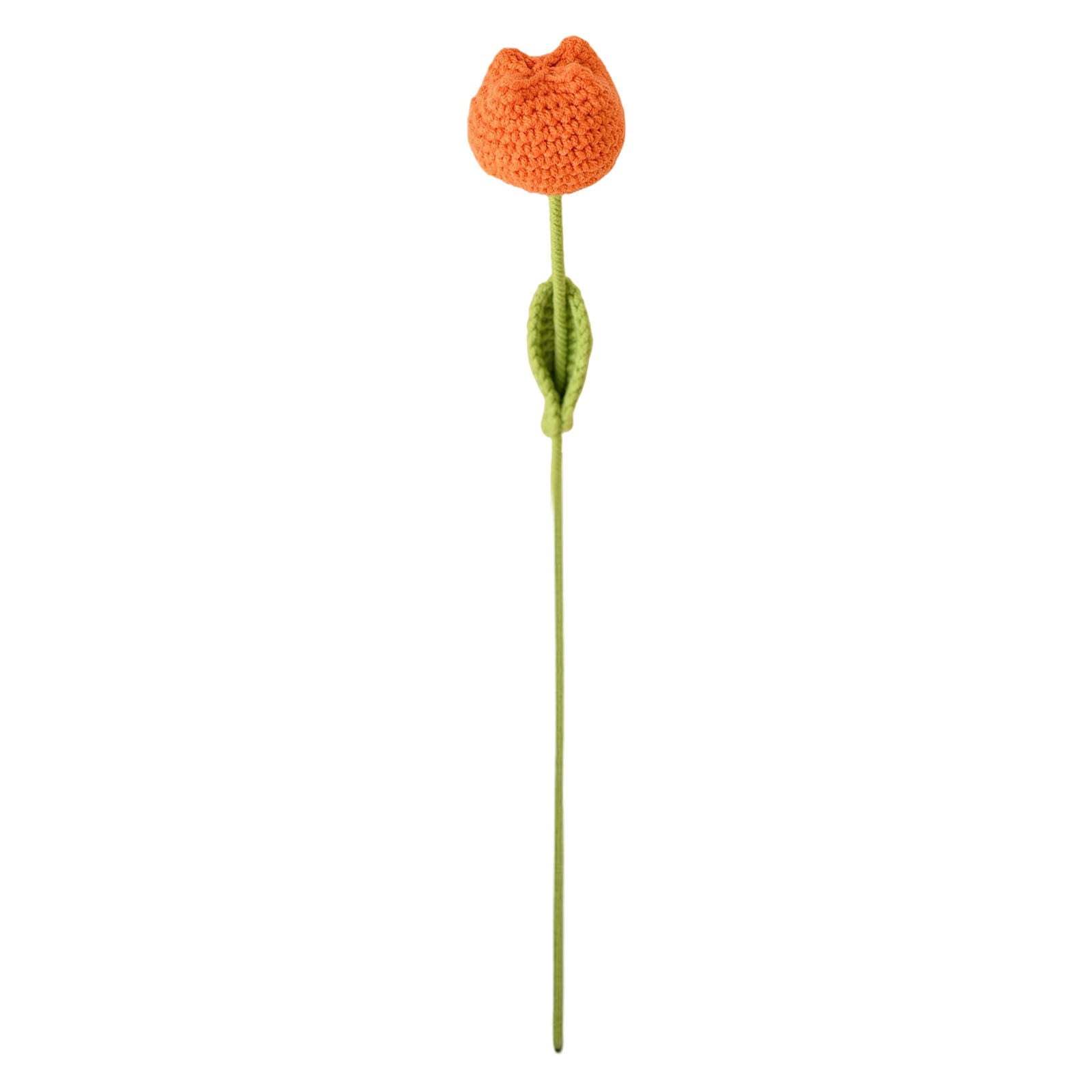 1 Pc Finished Crochet Tulip Flower, 17.7" Long Stem Handmade Knitted ...