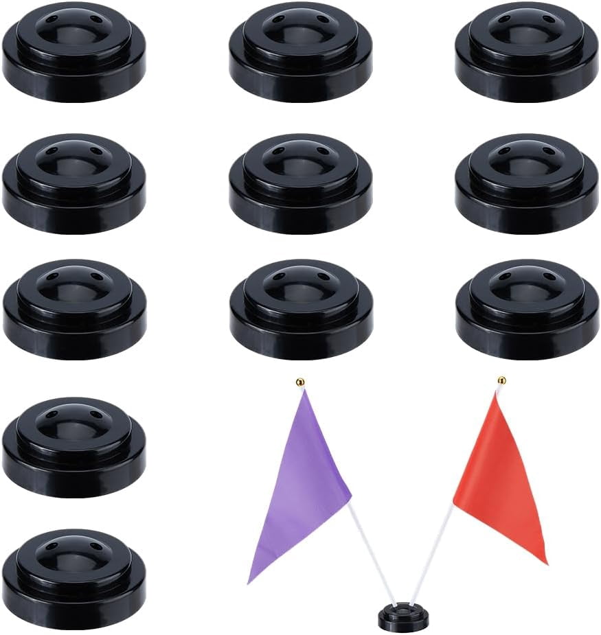 1 Pc Flag Holder Two Hole Flag Stand Base Black Desk Flags Set Plastic ...