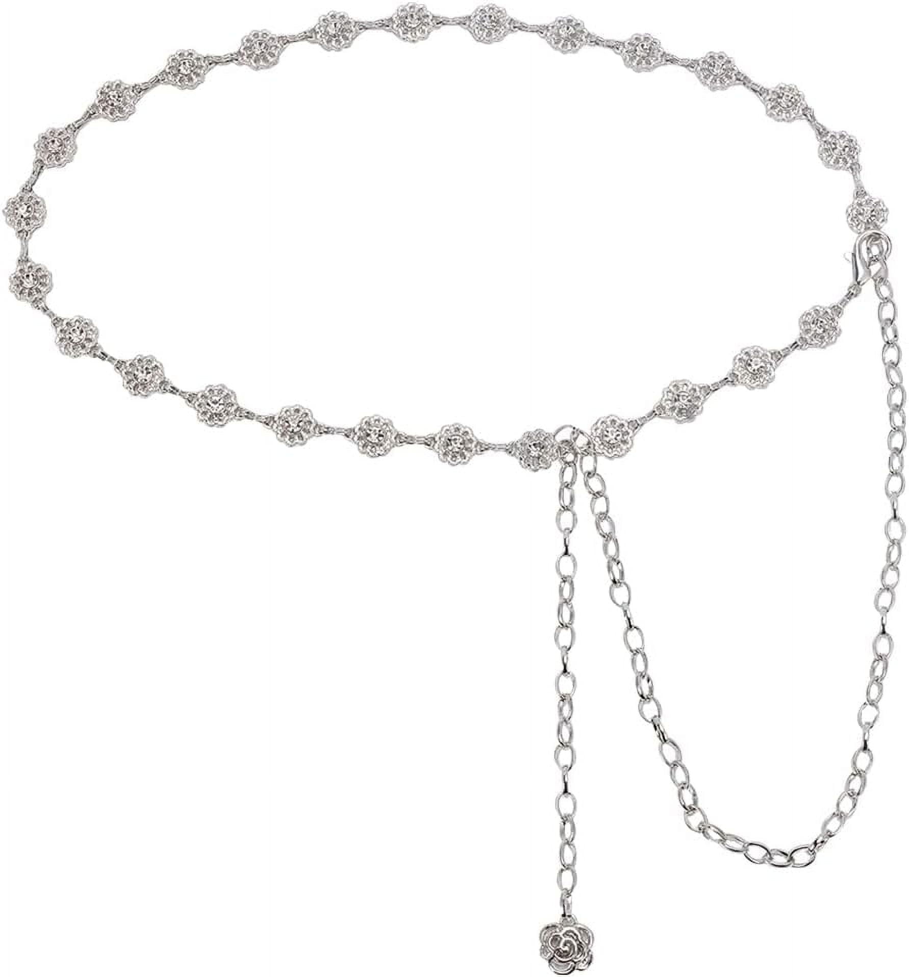 1 Pc Flower Waist Chains Belt 114.5cm/45.08inch Iron Rhinestone Belly ...