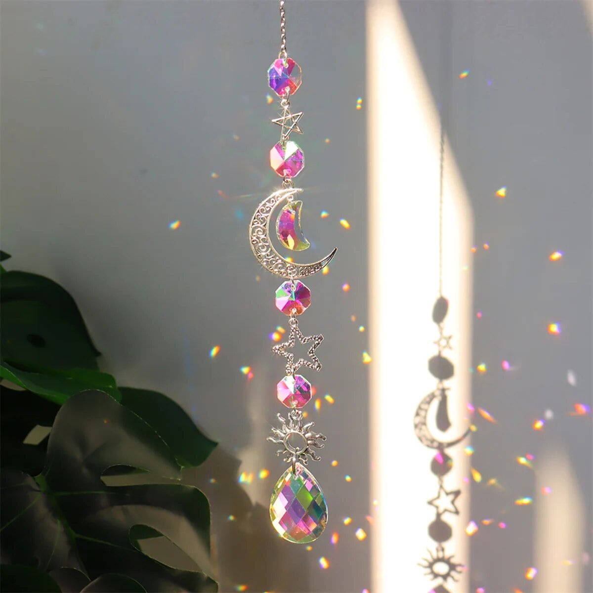 1 Pc Galaxy Stars Moon Crystal Hanging Sun Light Catcher For Outdoor ...
