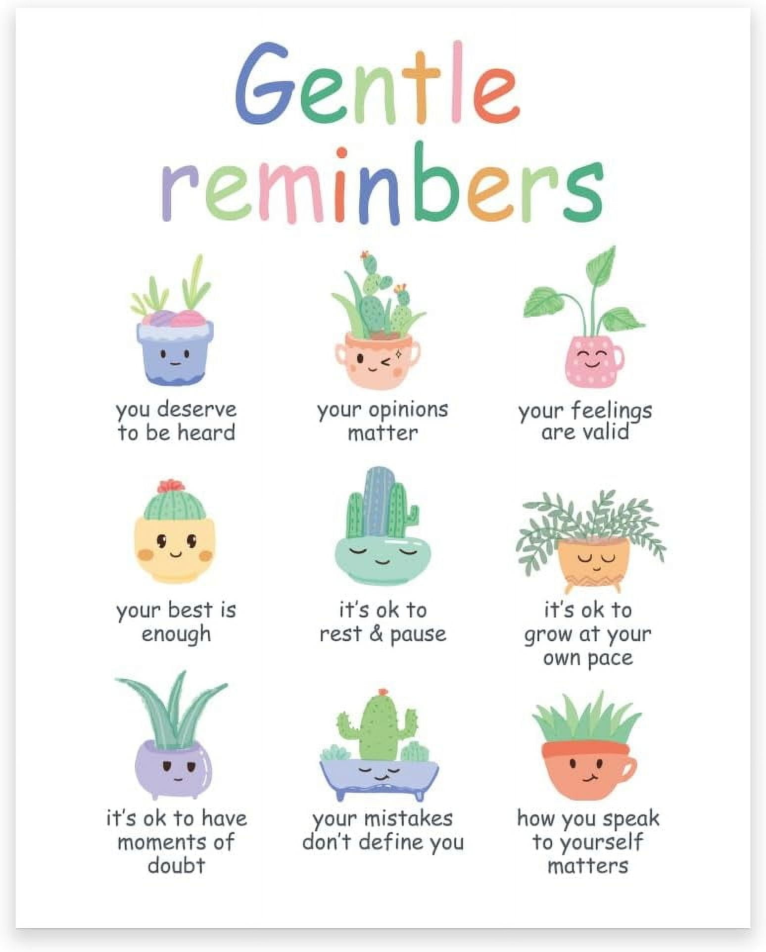 1 Pc Gentle Reminders Positive Affirmations Wall Decor Mental Health ...