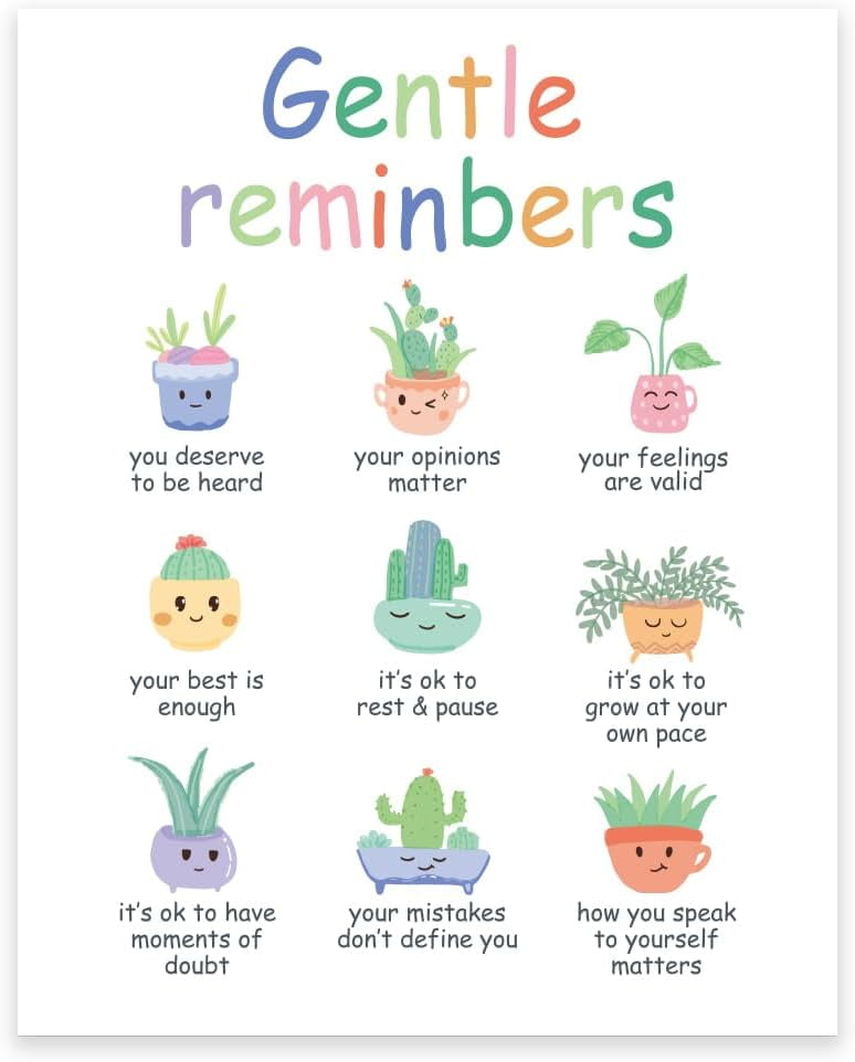1 Pc Gentle Reminders Positive Affirmations Wall Decor Mental Health ...