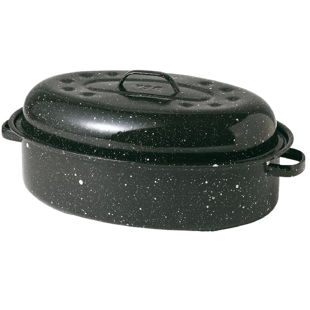 1 Pc Graniteware 15 In. Black Covered Oval Roaster - Walmart.com