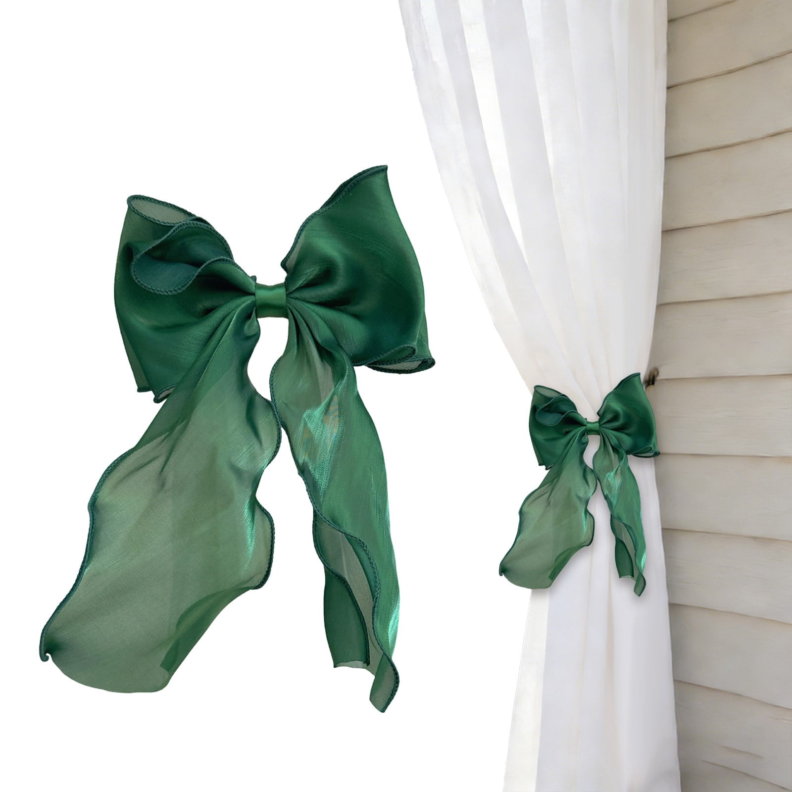 1 Pc Green Leaf Print Lace Ribbon Curtain Tieback, Decorative Bow ...