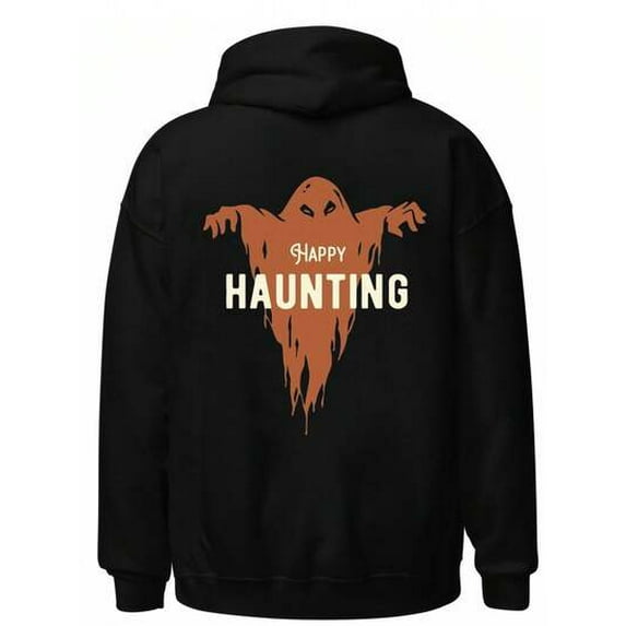 1 Pc Halloween Graphic Hoodie, Unisex Scary Ghost Design, Black ...