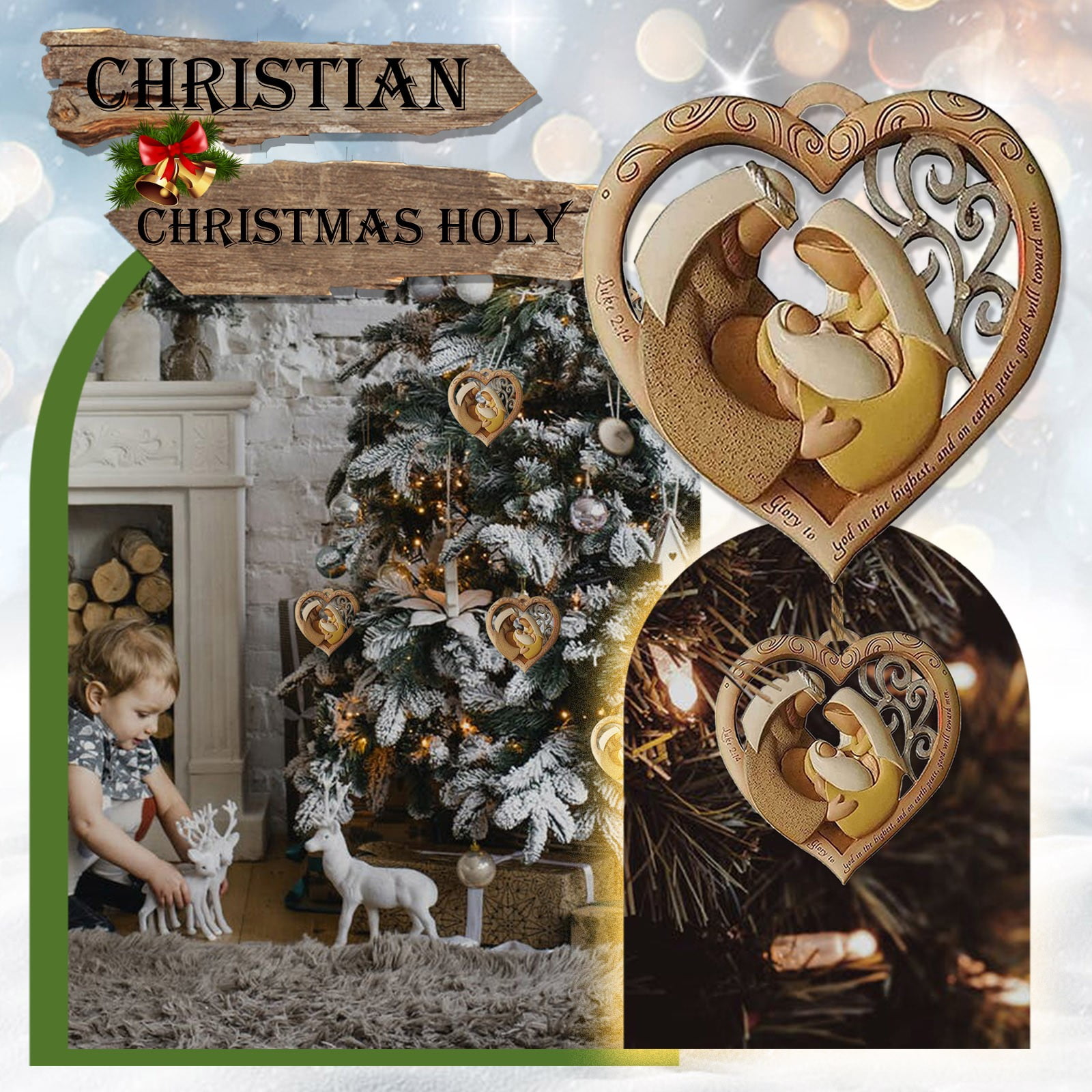 1 Pc Hanging Hanging Household Pendant Tree Shaped Holy Statue Xmas ...