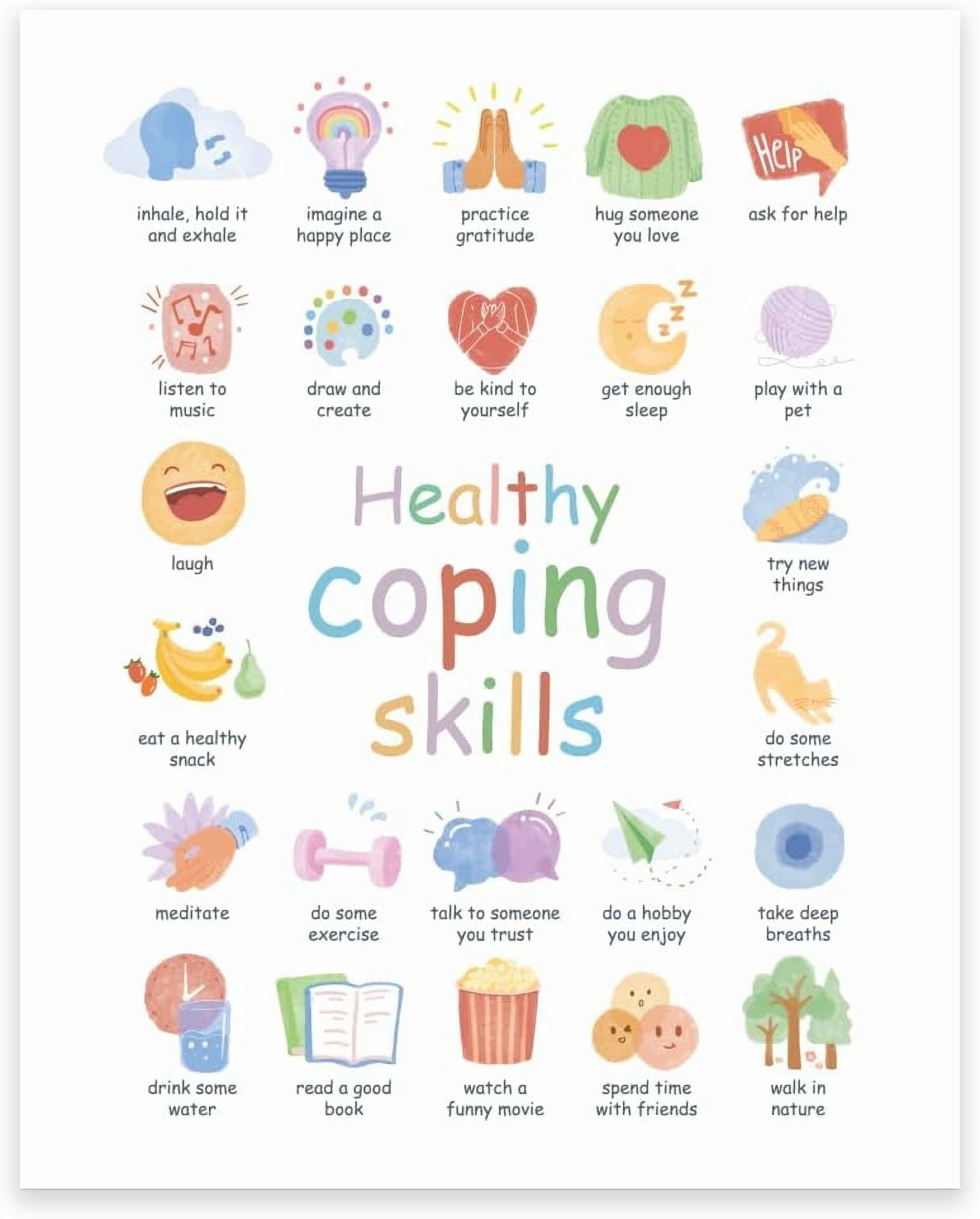 1 Pc Healthy Coping Skills Wall Poster Mental Health Wall Art Therapy ...