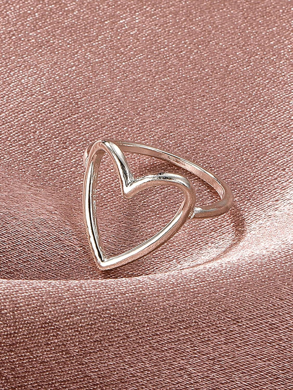 1 Pc Heart Finger Ring Simple Minimalist Heart Finger Ring Promise ...
