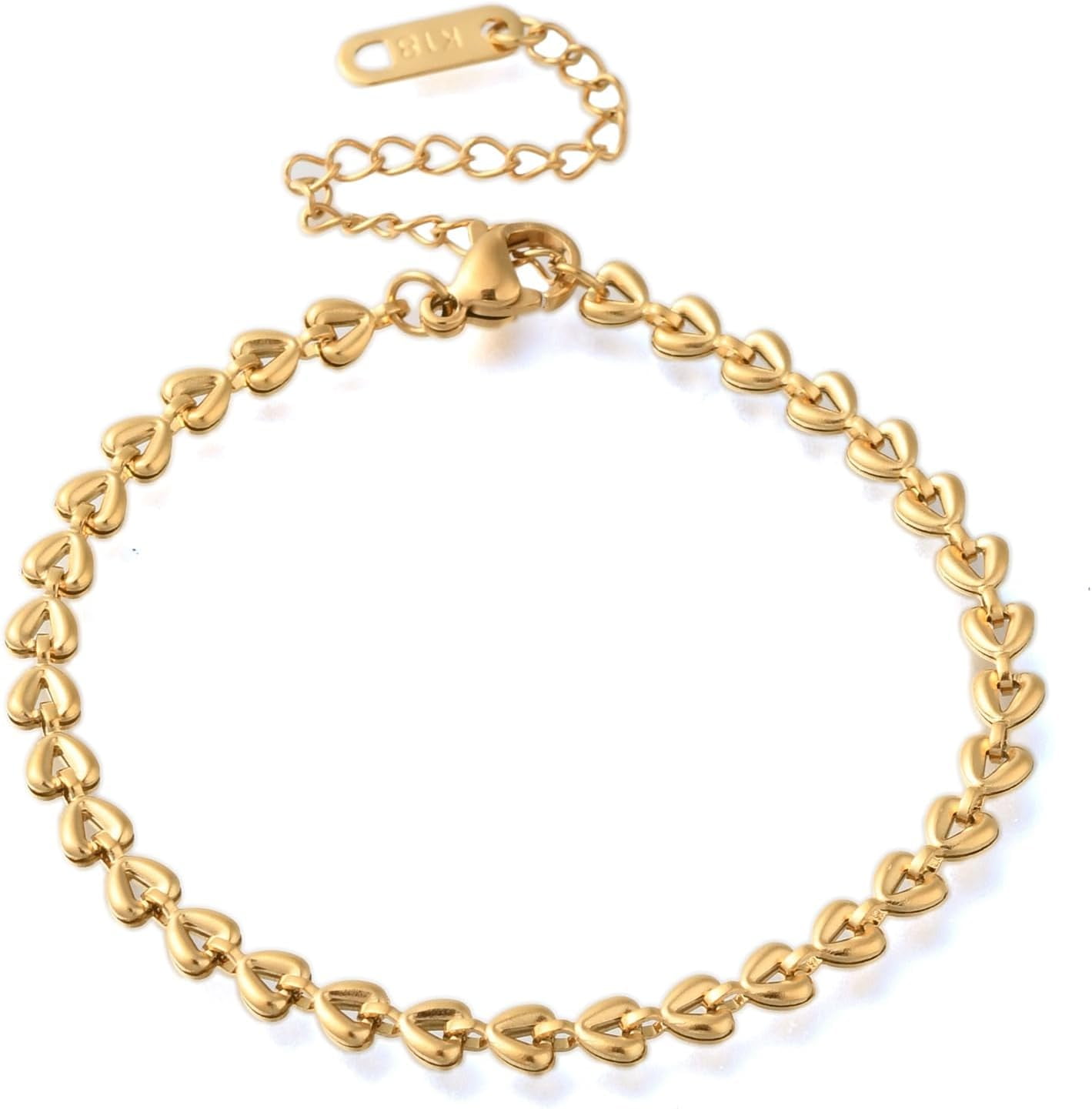 1 Pc Heart Link Bracelets Ion Plating(IP) 304 Stainless Steel Real 18K ...