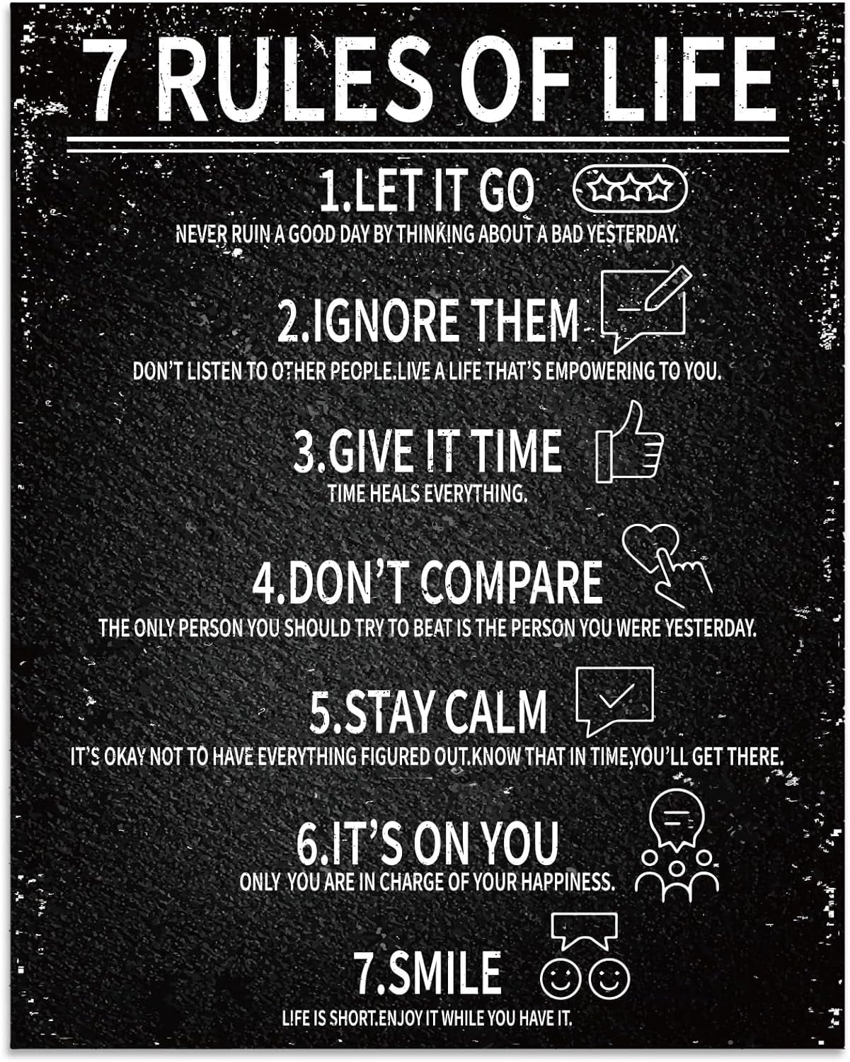 1 Pc Inspirational Quote Poster Paper Black 7 Rules of Life Wall Art ...
